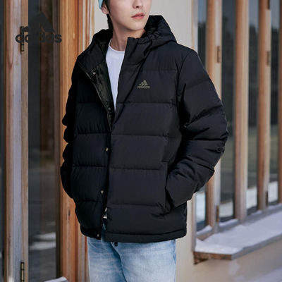 Adidas/阿迪达斯官方正品2025男士经典连帽运动保暖羽绒服KE5404