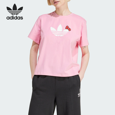 Adidas/阿迪达斯官方正品三叶草KT猫联名款女士宽松休闲T恤IX7882