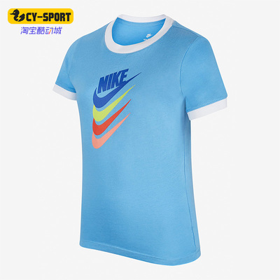 Nike/耐克正品夏季新款男女大童柔软舒适圆领短袖T恤 DQ4384-412