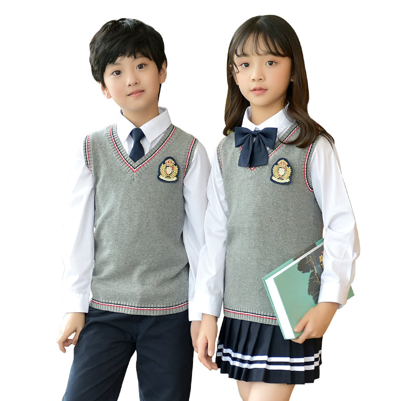幼儿园园服春秋冬季男女童装学院风校服毛衣背心套装中小学生班服