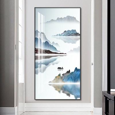 金山富水装饰画新中式玄关过道走廊尽头挂画寓意好的招财玄幻壁画