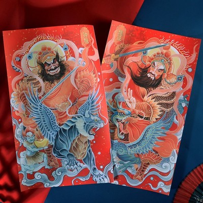 门神门贴过年春节钟馗魏征门神单门年画定制茶楼防盗大号门装饰