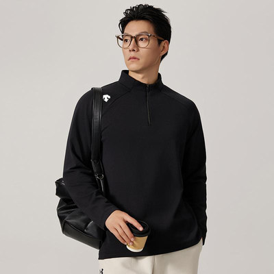【专柜同款】秋冬立领卫衣男抓绒户外运动半高拉链领加绒长袖t恤