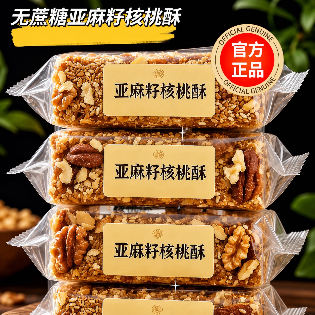 亚麻籽核桃酥无蔗糖正宗新疆传统糕点心官方旗舰店芝麻坚果零食品