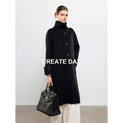 30%山羊绒+70%绵羊毛立领大衣