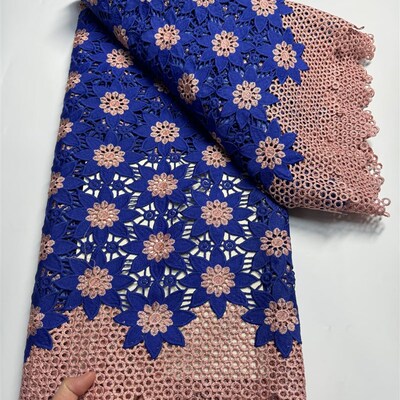 非洲新款花朵刺绣水溶股金蕾丝花边镂空设计女装连衣裙现货