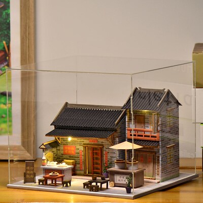 广式美食中国风小屋ndiy小房子岭南西关街景场景手工制作模型礼物