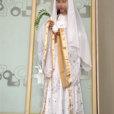 新款观音菩萨服装全套玉净瓶观音头饰佛尘项链耳环观音演出服