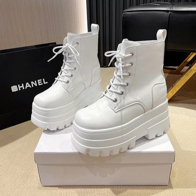 Cos增高鞋16厘米黑色小平底鞋大码短靴夏季漫画展厚底鞋增高靴