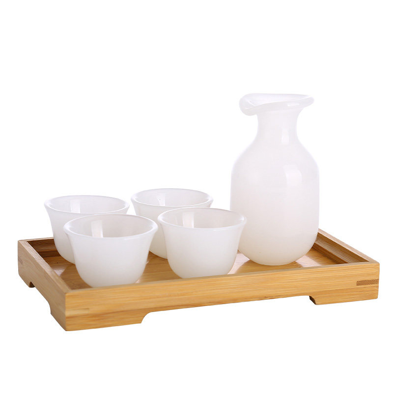 玉瓷白酒杯子酒具套装温酒壶分酒器家用一两小酒杯一口杯烈酒杯