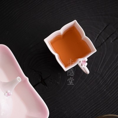 圭隐堂手工捏花陶瓷功夫茶杯家用女士主人杯品茗杯单杯蔓颜玉泥