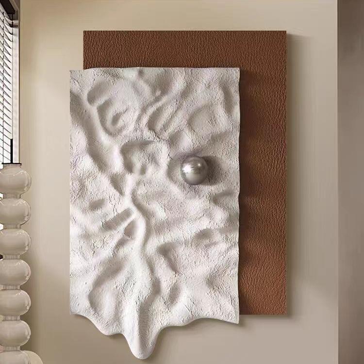 立体雕刻砂岩抽象入户玄关装饰画现代轻奢高档走廊过道挂画