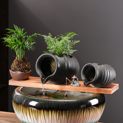 陶瓷罐流水生态缸古法养鱼口循环过庭院园室内增氧