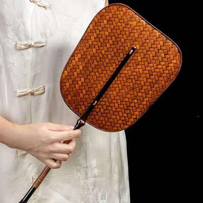 手工筇竹14866编芭蕉扇大漆中竹柄扇子国风复古扇古蒲风汉服团扇