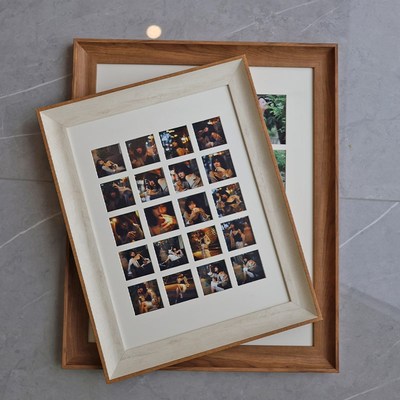 五月画馆九宫格中古风棕色相框宽边画框来照片定制油画水彩树叶框