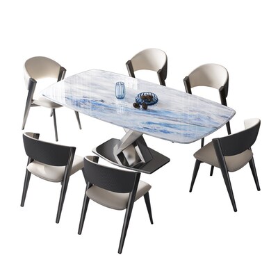 端超晶石餐桌小户型天然大理石西餐桌微晶石奢石桌子