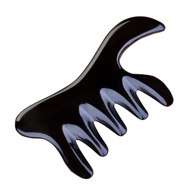 特厚纯黑水牛角梳子五齿经络头部按摩粗大齿刮痧板器五经正宗天然