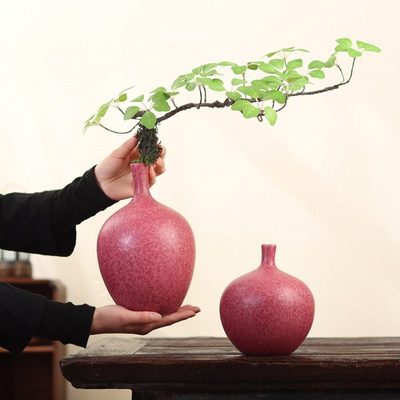 结晶釉万花窑彩大气陶瓷复古花瓶花插中式插花摆件博古架玄关装饰