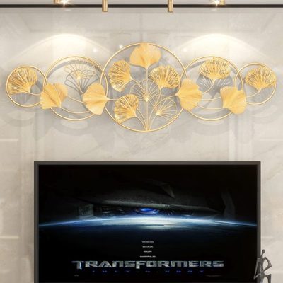 现代轻奢铁艺挂件客厅墙面装饰沙发电视背景墙挂饰壁饰银杏叶壁挂