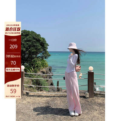 清仓特价 jijilulu积极璐 空气触感 直筒休闲裤女宽松收腰卫裤