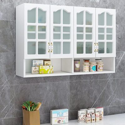 定做实木玻璃门厨房壁橱卧室顶柜阳柜台挂墙式储物柜墙壁柜家用