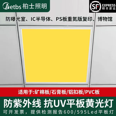 防紫外线抗UV工程灯600x600led平板灯防曝光黄光半导体档案室