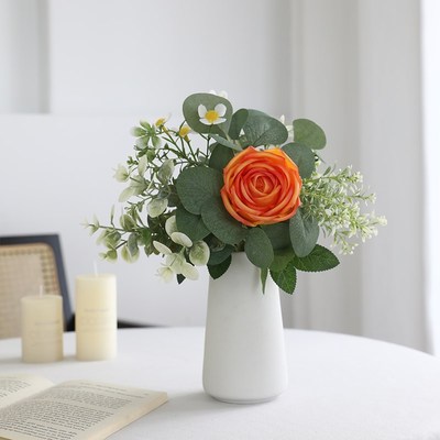 in玫瑰球菊仿真束假尤加利摆设客厅餐桌茶几艺装饰品