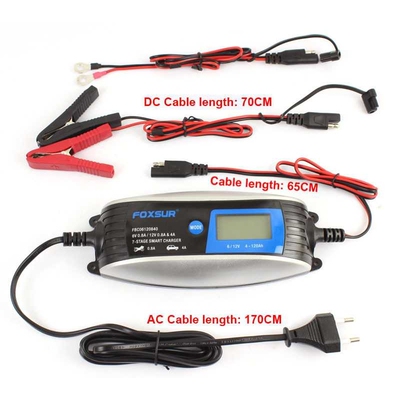 FOXSUR 12V 6V 7-stage Motorcycle Car  Smart Battery Charger