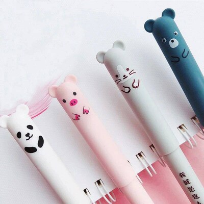 12pcs Animals Panda Erasable Gel Pen 0.5mm Blue Black Erasab