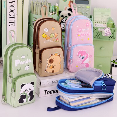 Large Capacity Pencil Case Kawaii Canvas Pencilcase School