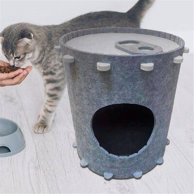 Cat Bed Cave for Indoor Cats Barrel Shape Soft Pet Cat