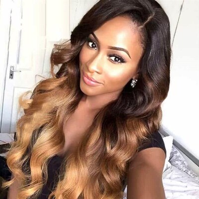 Wig wig long curly hair gradually changing color medium spli