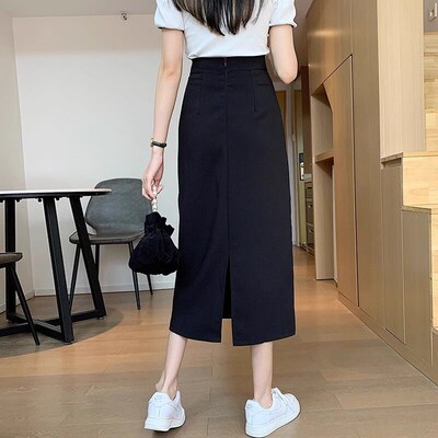 Black Skirt Womens A-line Long Skirt 2025 Small High-waiste