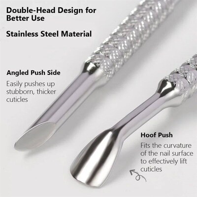 Double-Head Angled Hoof Cuticle Pusher, Stainless Steel evel