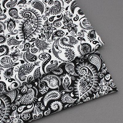 Black and white cashew nut Paisley printed cloth clothing fa