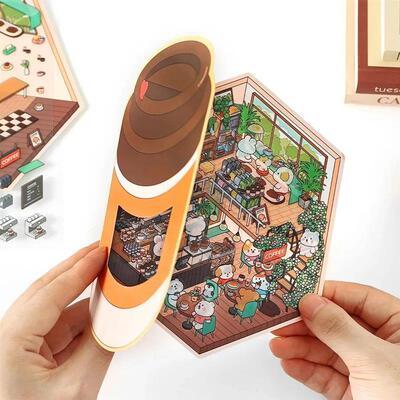 2.5D Cartoon Baking Shop Landscape Sticker Cabin Scene DIY S