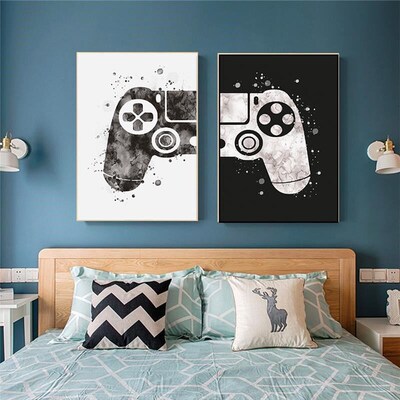 Gaming Room Paintings Gamepad Abstract Posters and Prints W