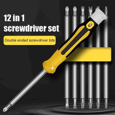 12+In+1+Screwdriver+Set+Magnetic+Bit+Cross+Flat+Shaped+Screw