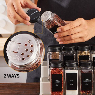 Set 120ml Square Spice Bottle Set Black Aluminum ver Seasoni