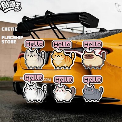 像素风Hello猫咪卡通q版反光贴