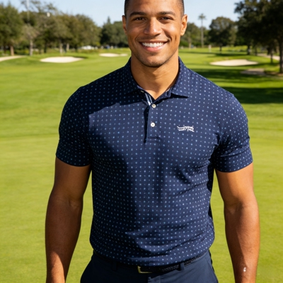 26ss老虎伍兹sundayred美式高尔夫男polo速干夏季满印图案翻领