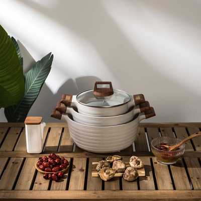 Die casting soup pot麦饭石韩式汤锅家用不粘锅通用双耳炖锅