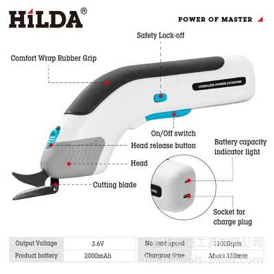 希尔达/HILDA 电剪刀快速锂电剪刀 剪布剪纸板便捷电动圆刀裁剪机