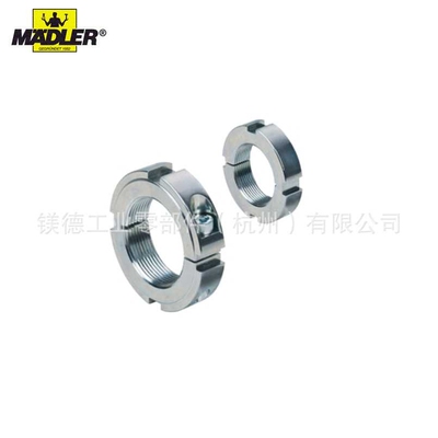 Maedler 锁紧螺母KMM，单分裂，带夹紧螺钉，钢,镀锌，不锈钢