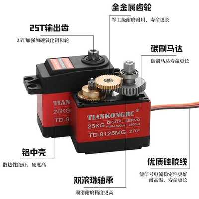 40kg舵机35大扭力20全金属高压防烧机器人臂永磁电机180度