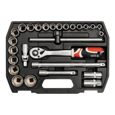 易尔拓 1/2DR铬钒钢27件套套筒扳手组套 机修套装YT-3875