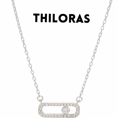 THILORAS/蒂洛拉回形针镶钻单钻横版轻奢项链女爆闪简约TL80031