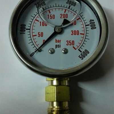充油防震耐振压力表 yn-63 双刻度 0~350bar~5000psi npt1/4