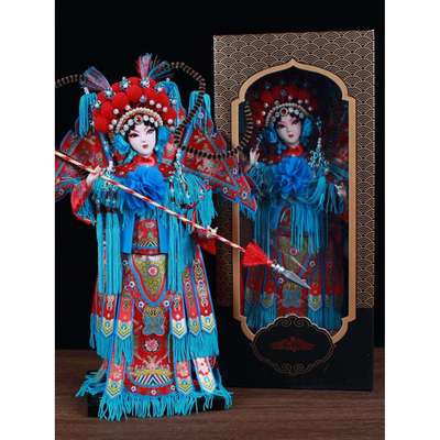中国风礼品绢人娃娃唐人坊京剧人物送老外工艺品玩偶穆桂英摆件
