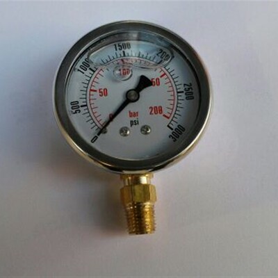 注油防振抗震压力表 200bar 3000psi双刻度测量单位方便读取 68mm
